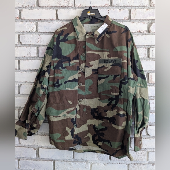 Jackets & Coats | Us Army Military Shirt Brown Green Woodland ...